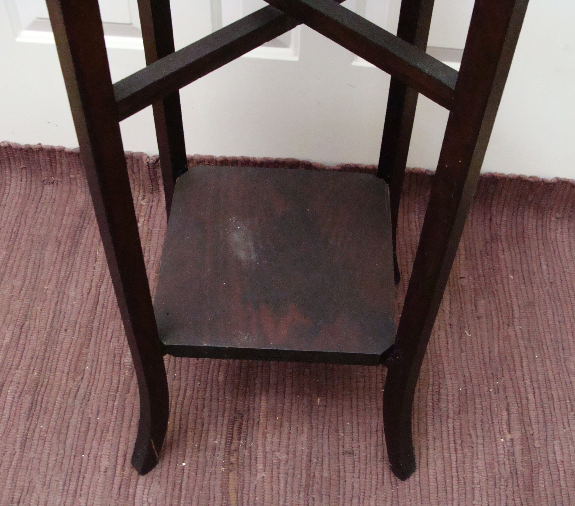 Vintage Mission Oak Tall Plant Stand With Shelf - Arts & Crafts Stand ...