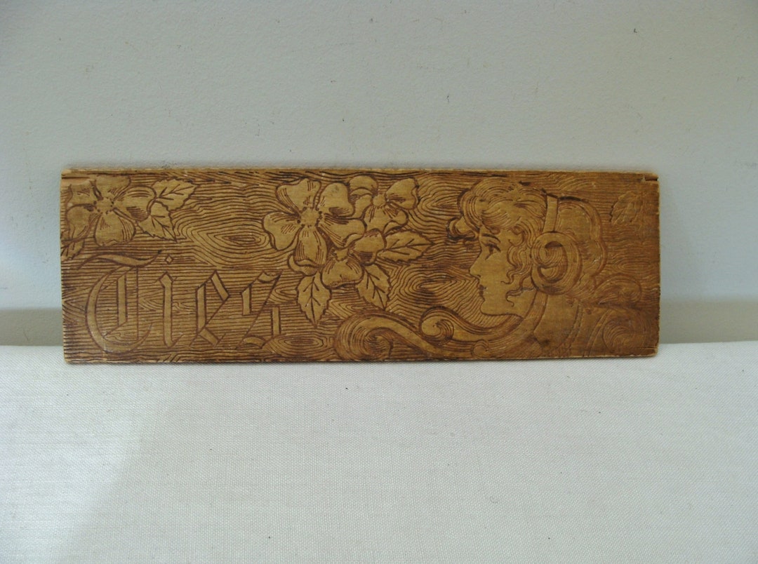 Vintage Pyrography Tie Box Top Panel - Lid Only for Wall Art - Etsy