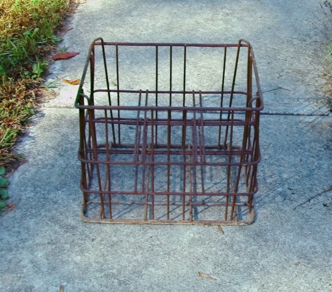 Vintage Wire Milk Crate - Dairy Delivery Crate - Etsy