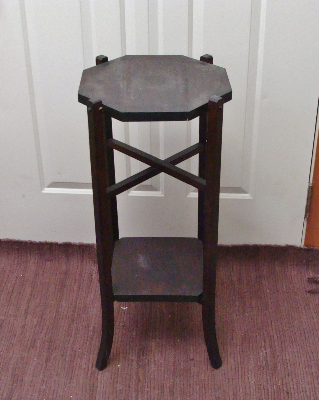 Vintage Mission Oak Tall Plant Stand With Shelf - Arts & Crafts Stand ...