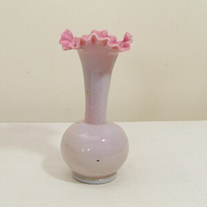 Vintage Hand Blown Pink Cased Ruffled Vase - Hand Painted - Etsy