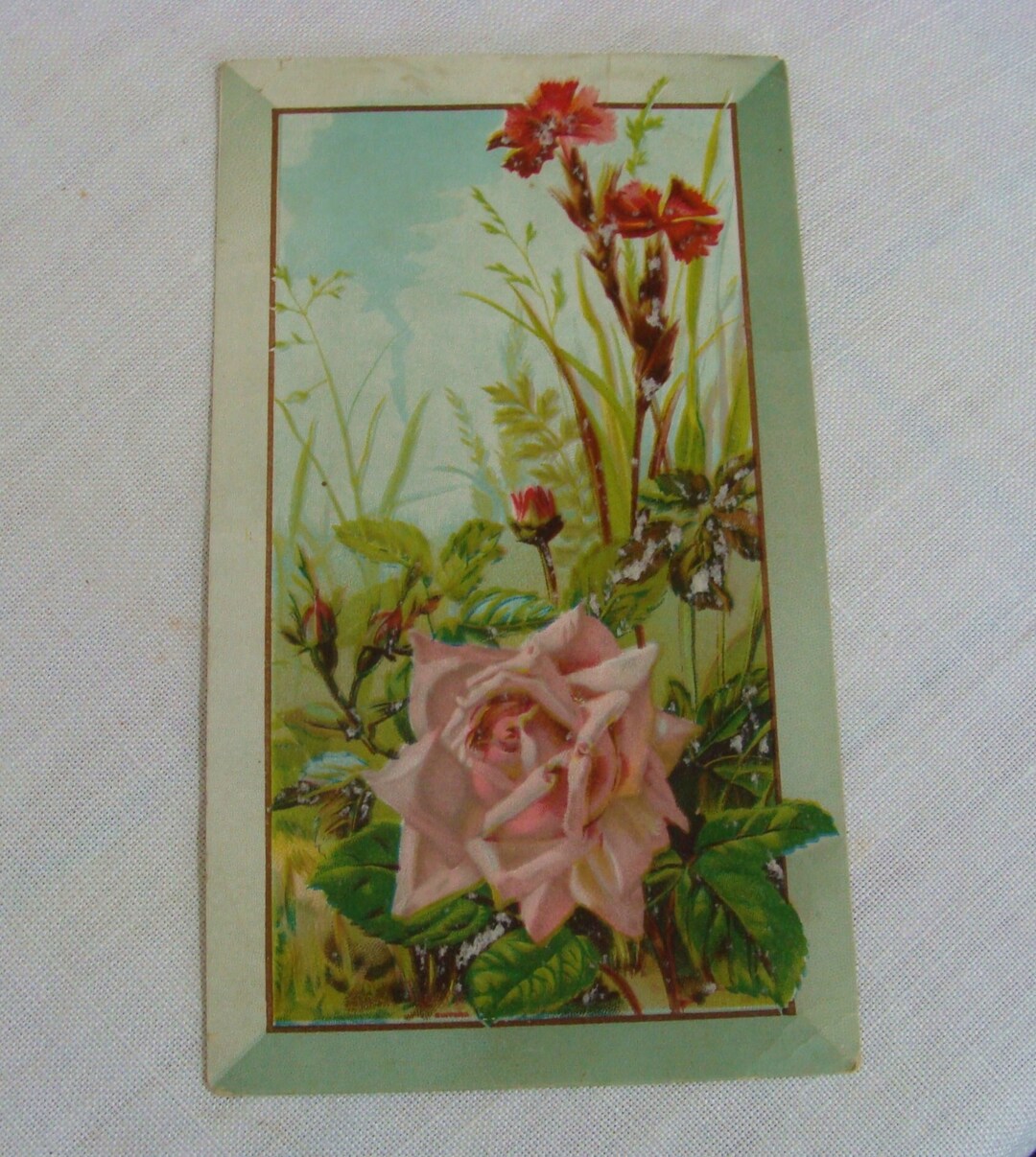 Vintage Small Rose Lithograph Card From Teacher - Etsy