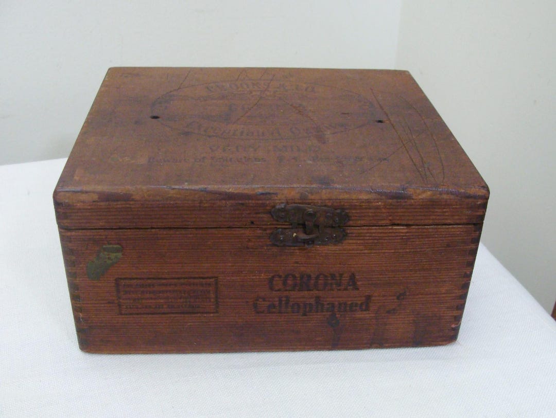Vintage Wood Cigar Box - Brooks & Co Corona - Etsy