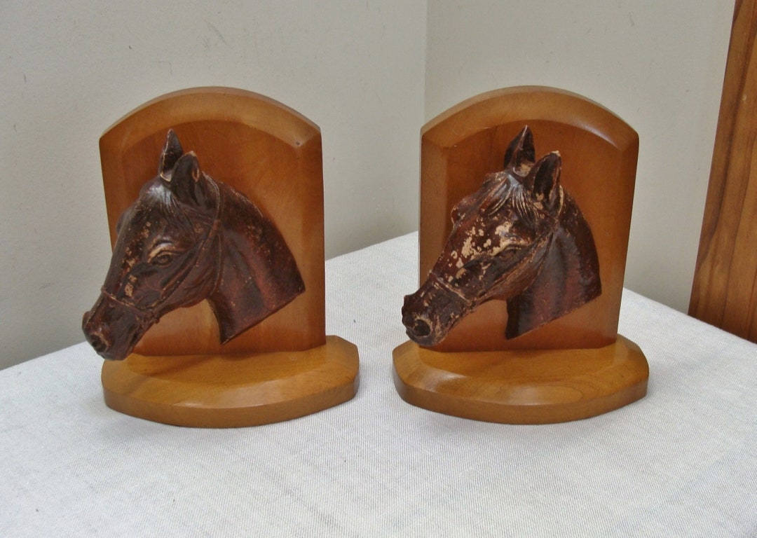 Vintage Syroco and Wood Horse Bookends - Etsy
