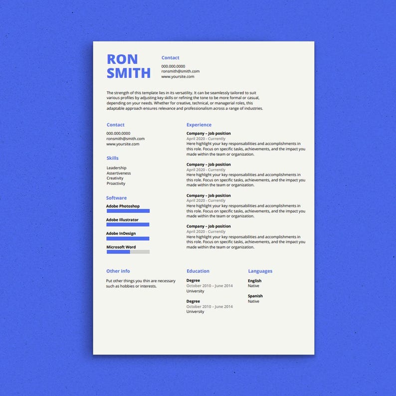 Professional Resume Template for Microsoft Word With Cover Letter ...