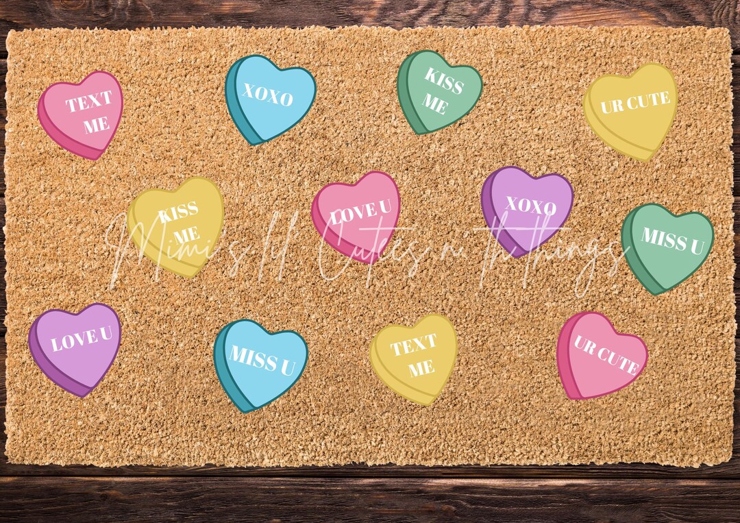 Digital Download - Conversation Heart Valentine Door Mat - Etsy