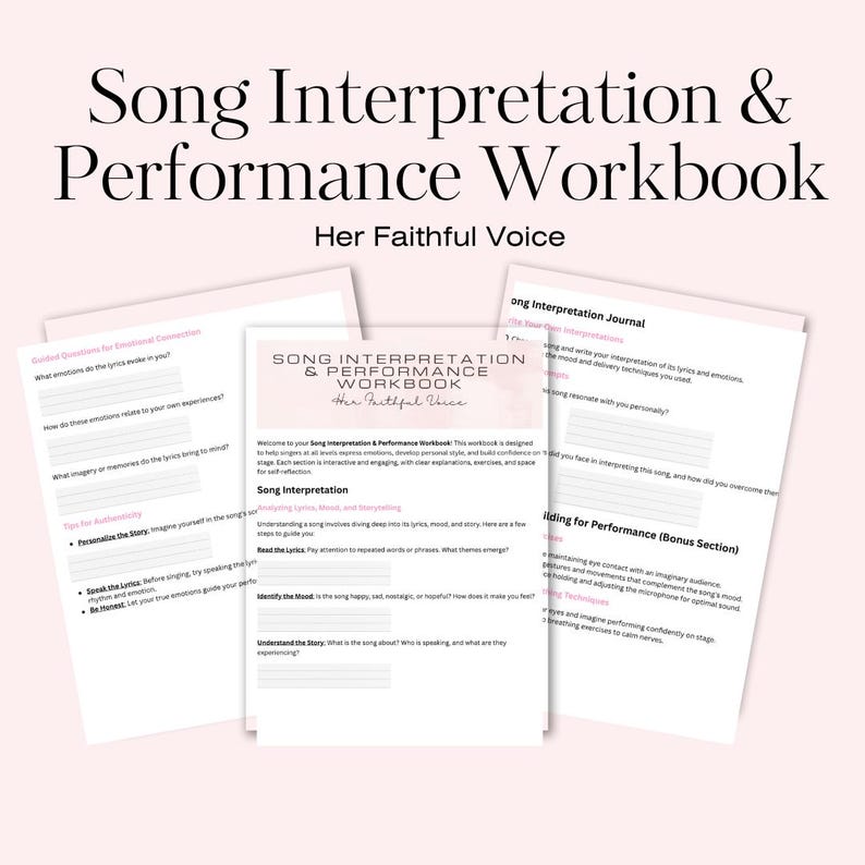 Song Interpretation & Performance Workbook - Etsy