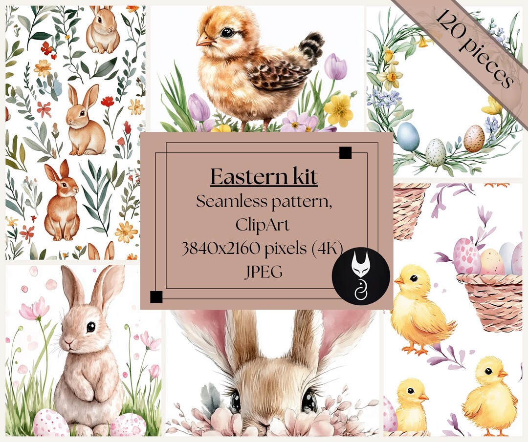 Easter Digital Designs, Digital Paper, Easter Egg, Easter Pattern, Seamless Pattern, Easter ...