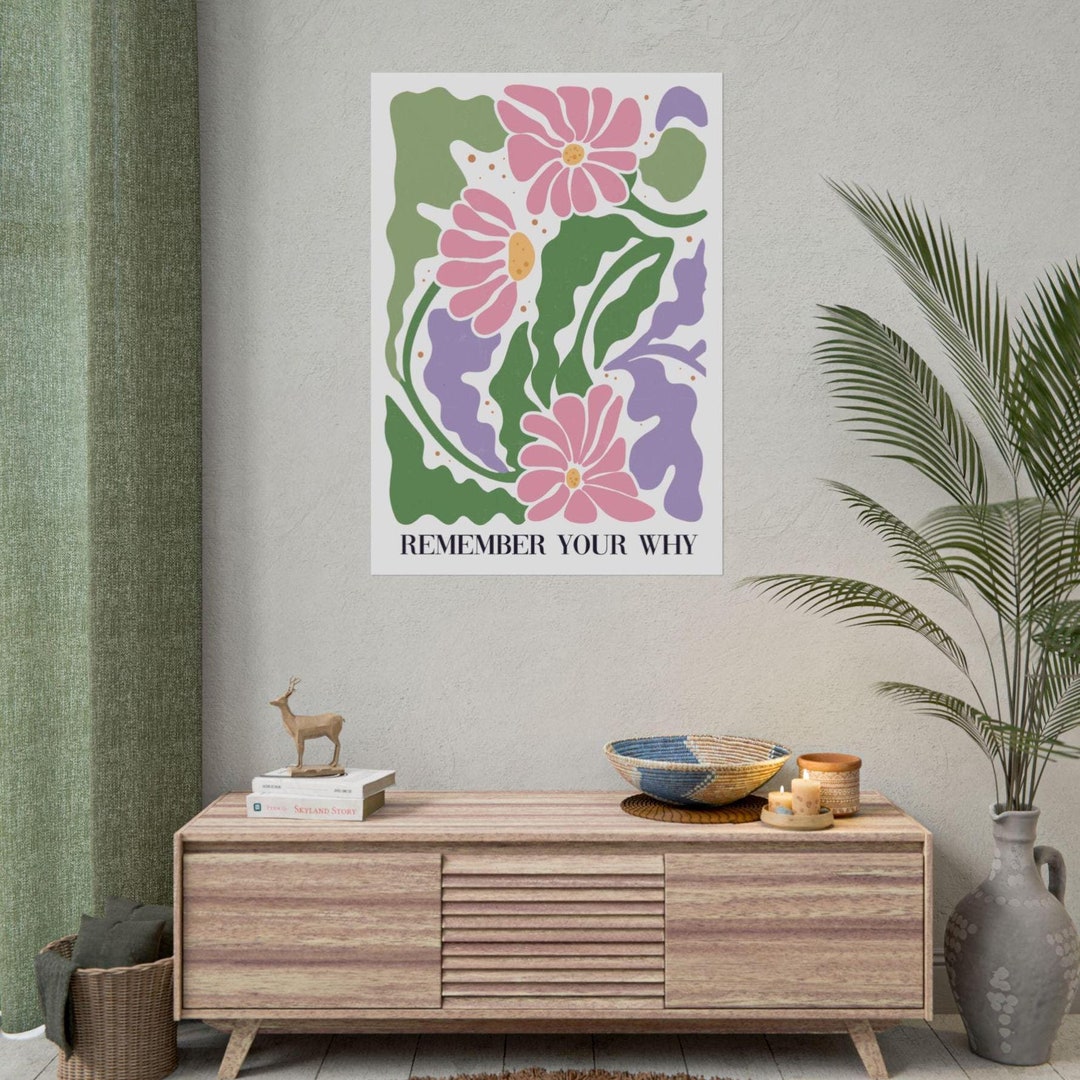 Remember Your Why Poster,floral Wall Decor,flower Art Print,green ...
