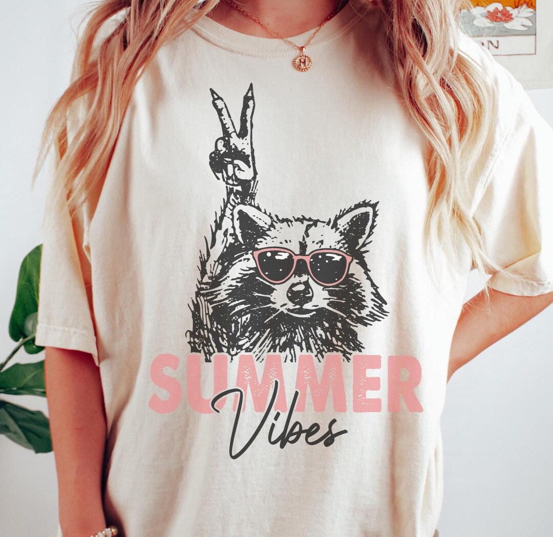Vintage Summer Vibes Raccoon Shirt, Retro Funny Raccoon Shirt,vintage ...