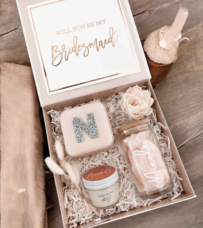 Personalized Initials Pink Jewelry Box, Travel Organizer, Bridesmaid ...