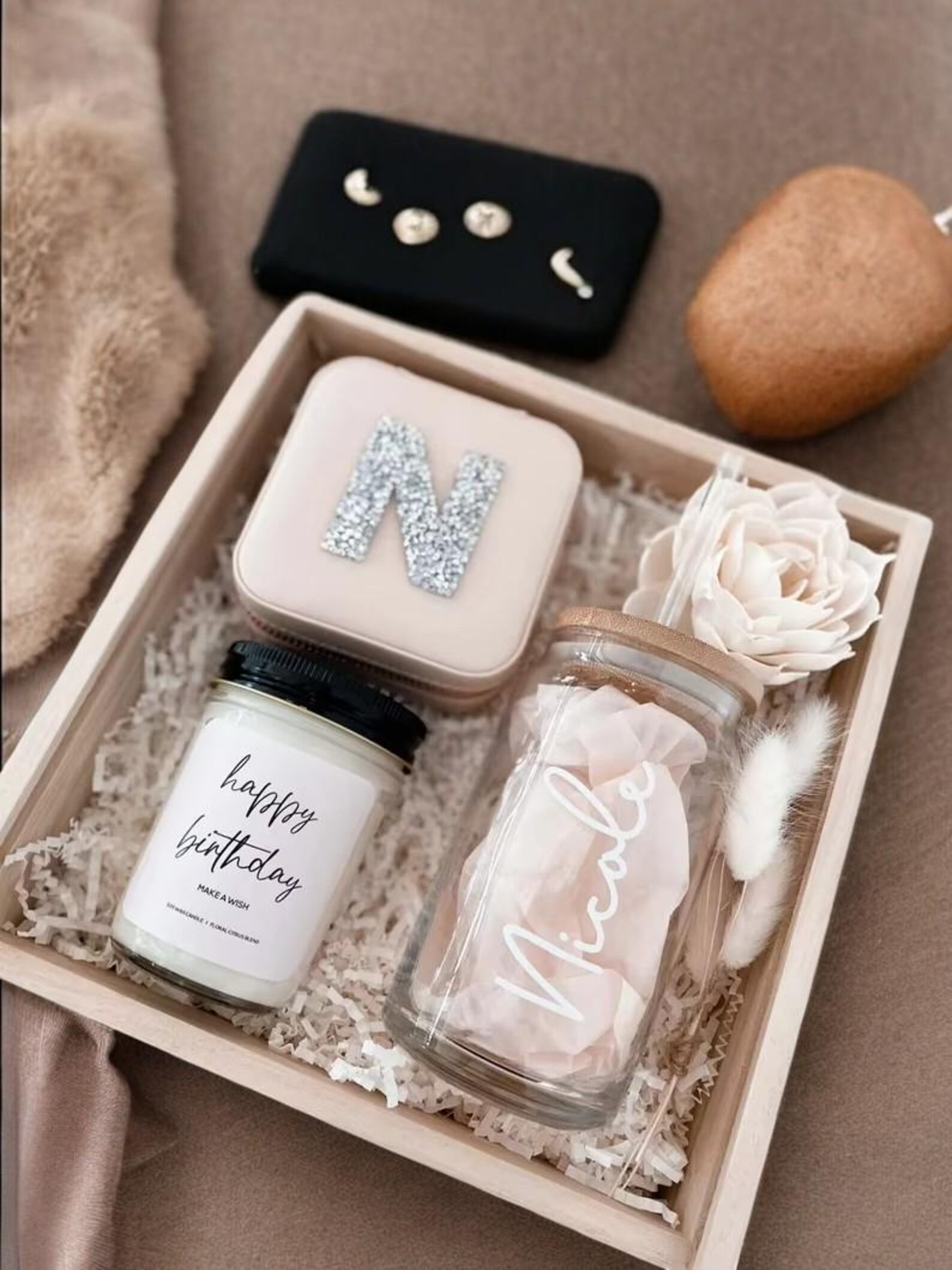 Personalized Initials Pink Jewelry Box, Travel Organizer, Bridesmaid ...