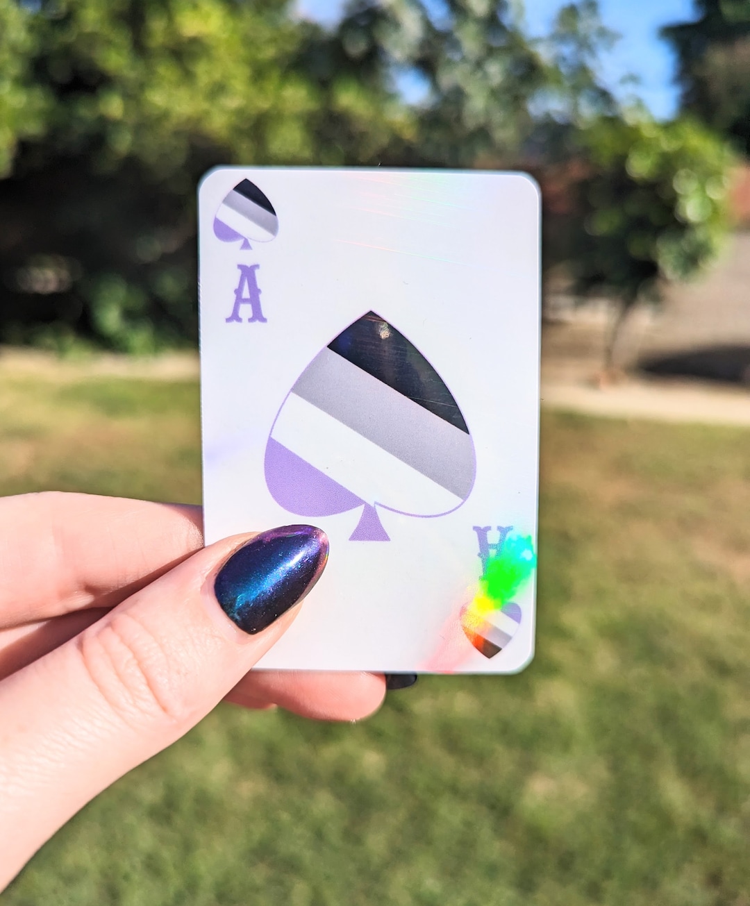 Lgbtq Pride Ace Of Spades Asexual Holographic Waterproof Sticker Etsy