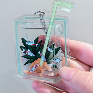 Neon Tetras Quicksand Charm Keychain - Etsy