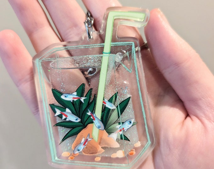 Neon Tetras Quicksand Charm Keychain - Etsy