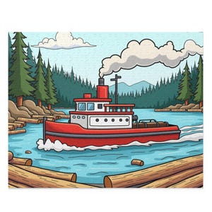 Red Tugboat Puzzle - Etsy