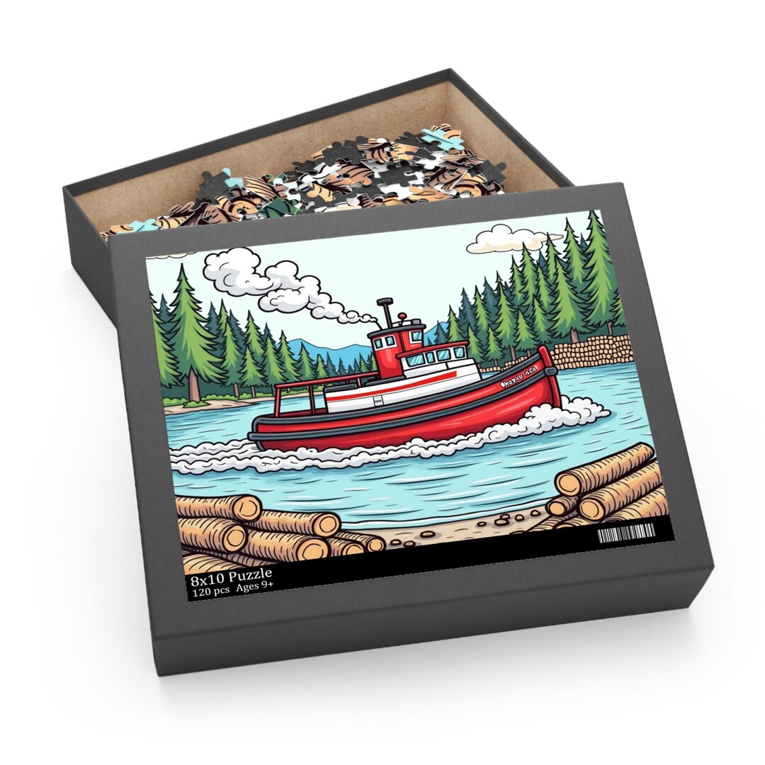 Tugboat and Logs Puzzle - Etsy