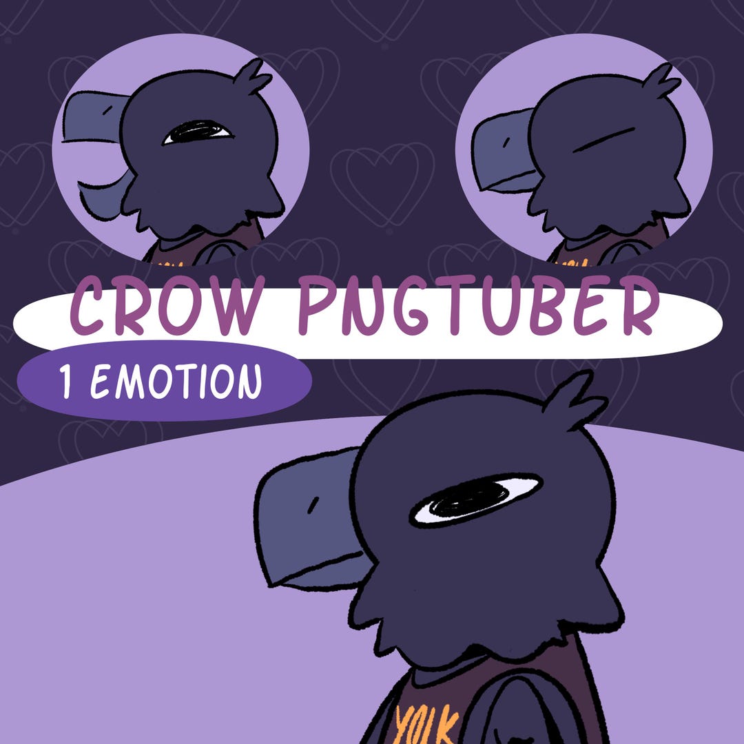 Crow Pngtuber Model: Animated Streamer Avatar (instant Download) - Etsy