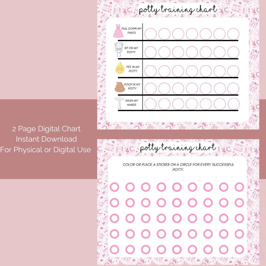 Potty Training Chart, Girls Potty Training Chart, Boys Potty Training ...