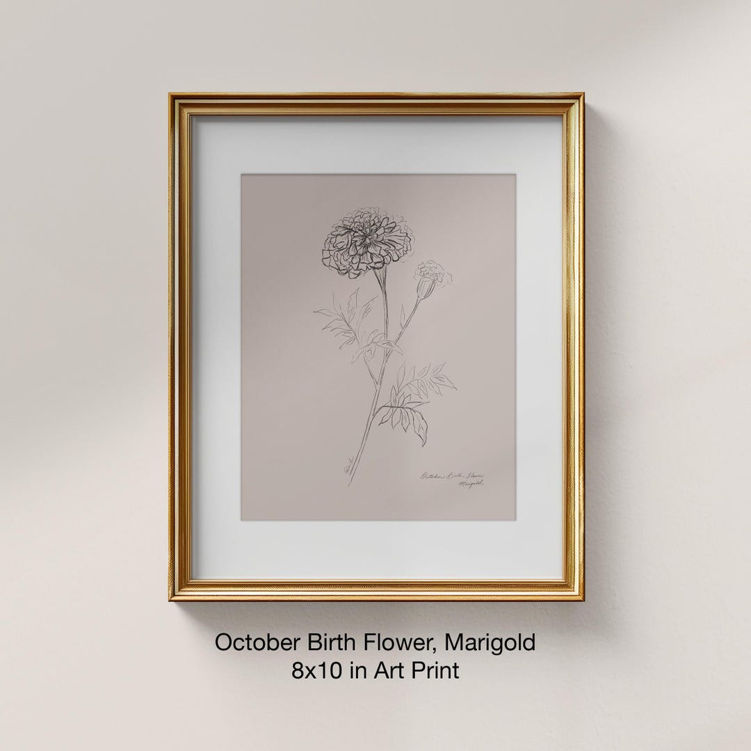 October Birth Flower Art: Marigold Floral Print, Gift for Mom (8x10) - Etsy