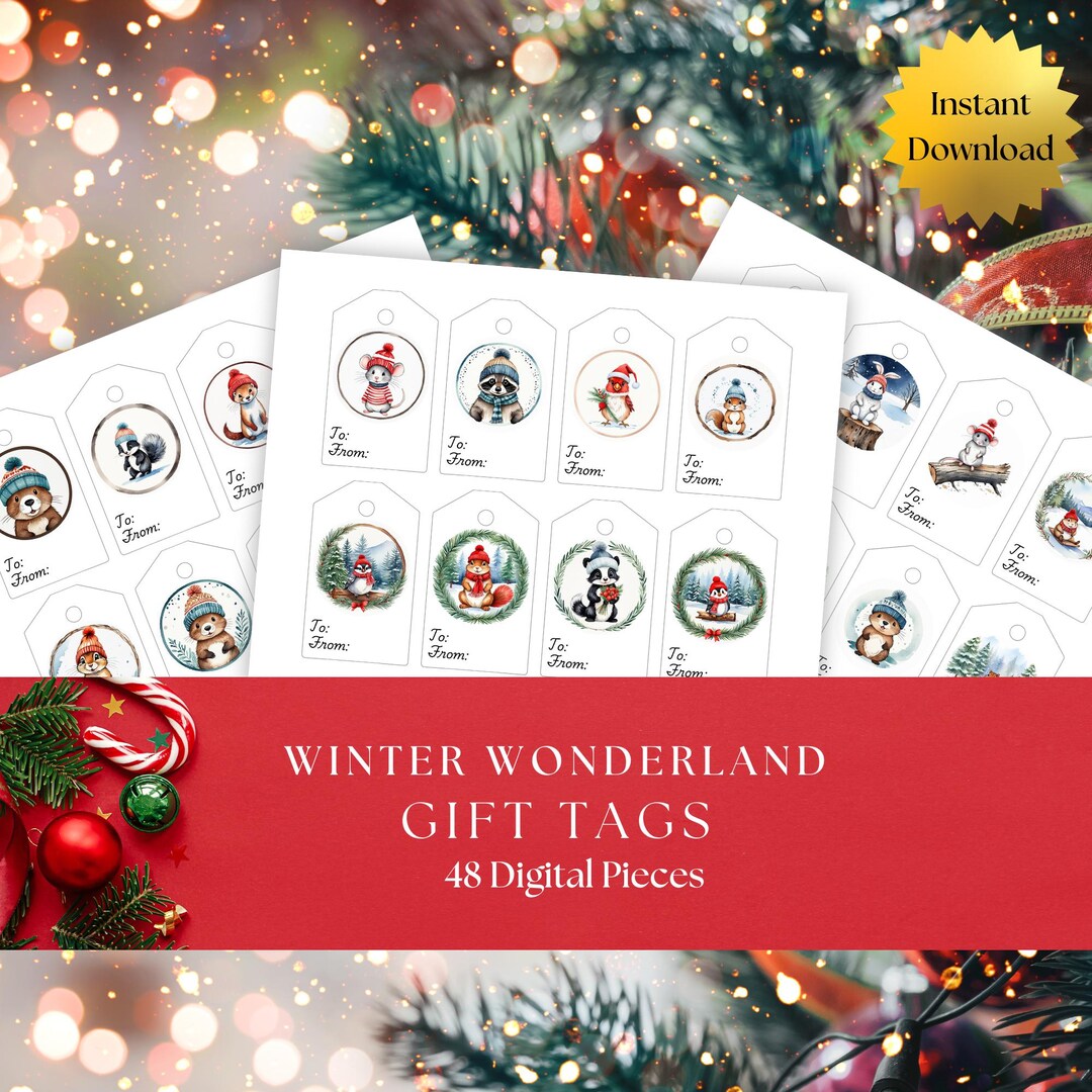Winter Wonderland Animal Printable Gift Tags - Etsy
