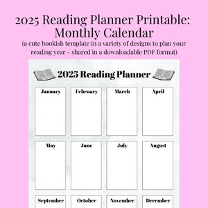 Set of 6 Templates, 2025 Reading Planner Printable, Monthly Calendar ...