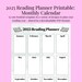 Set of 6 Templates, 2025 Reading Planner Printable, Monthly Calendar ...