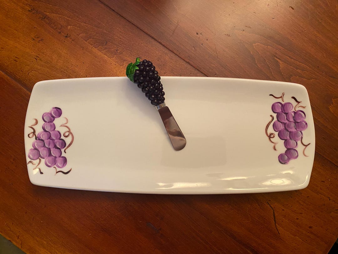 Hand Painted Grapes Serving Plate - Etsy