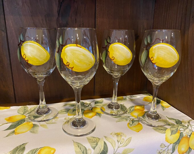 Lemon Wine Glasses Set of 4 - Etsy