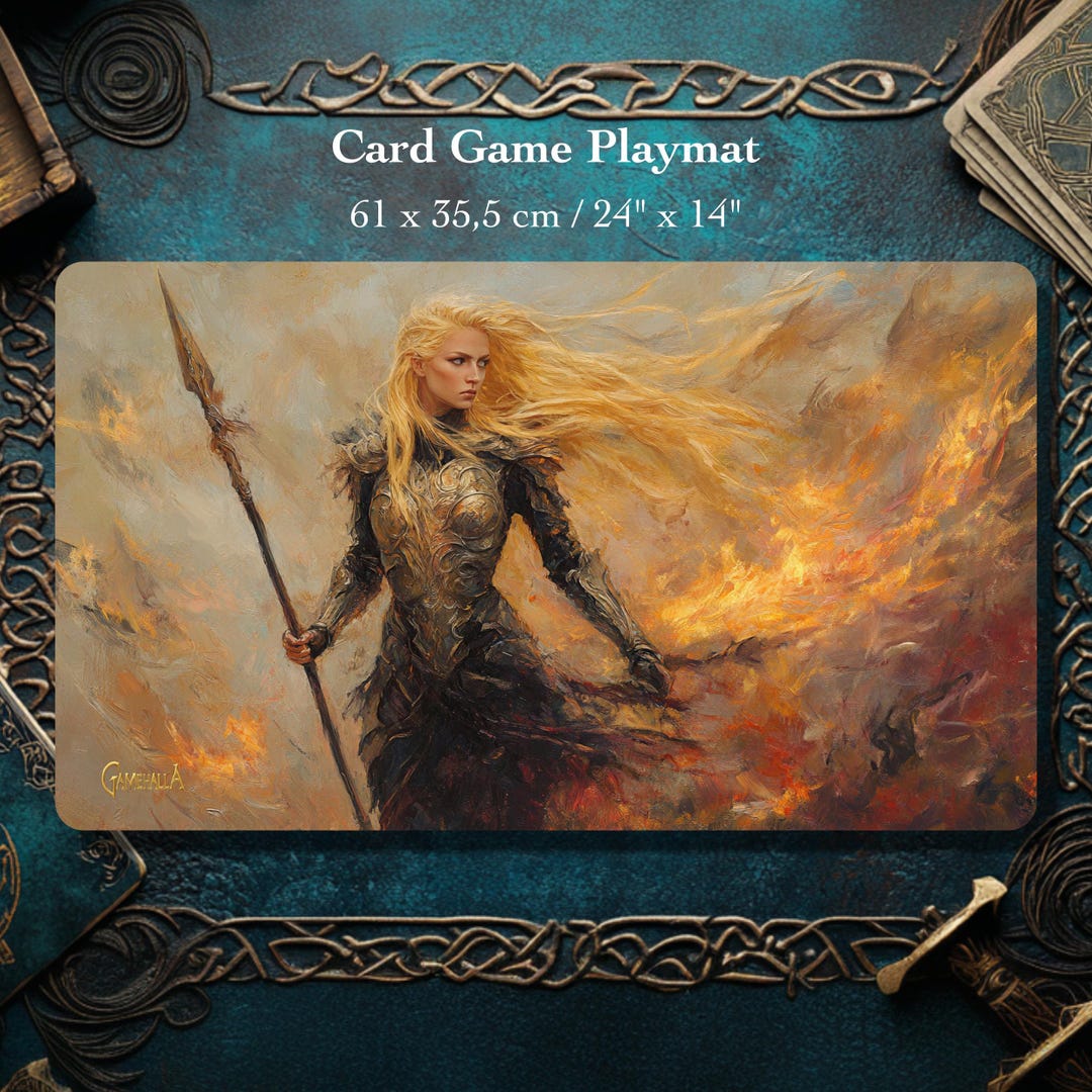 Playmat Oil Painting Nordic Art: Valkyrie 61 X 35,5 Cm / 24 X 14 for Like MTG, FAB, One Piece ...