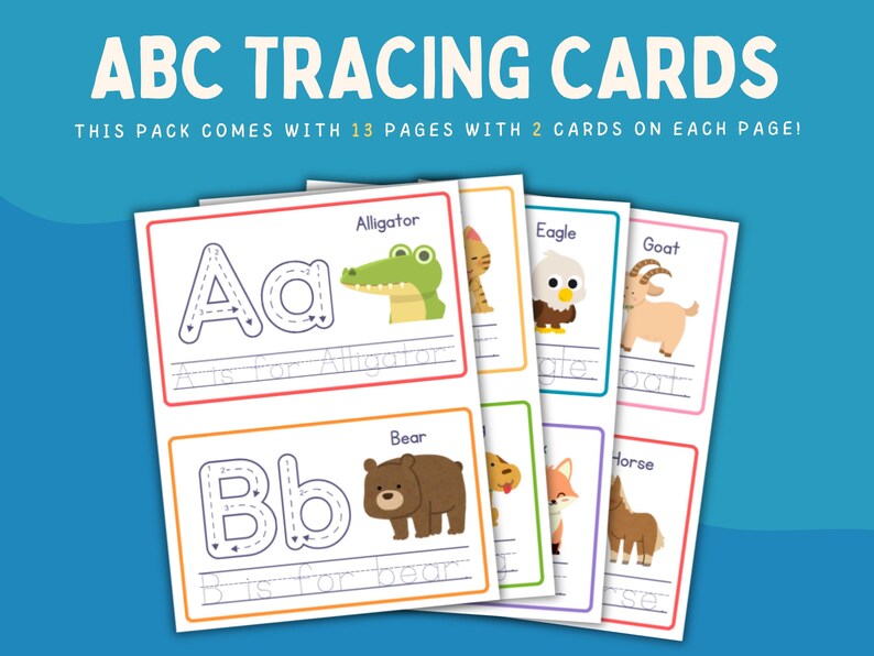 ABC Tracing Cards, Alphabet Flashcards, Pre-k ABC Cards Play Dough Mats ...