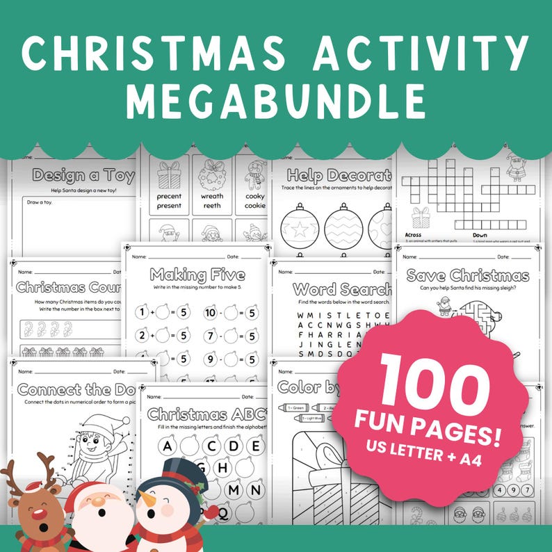 MEGA Preschool Pre-k Kindergarten Christmas Learning Bundle, Fun ...