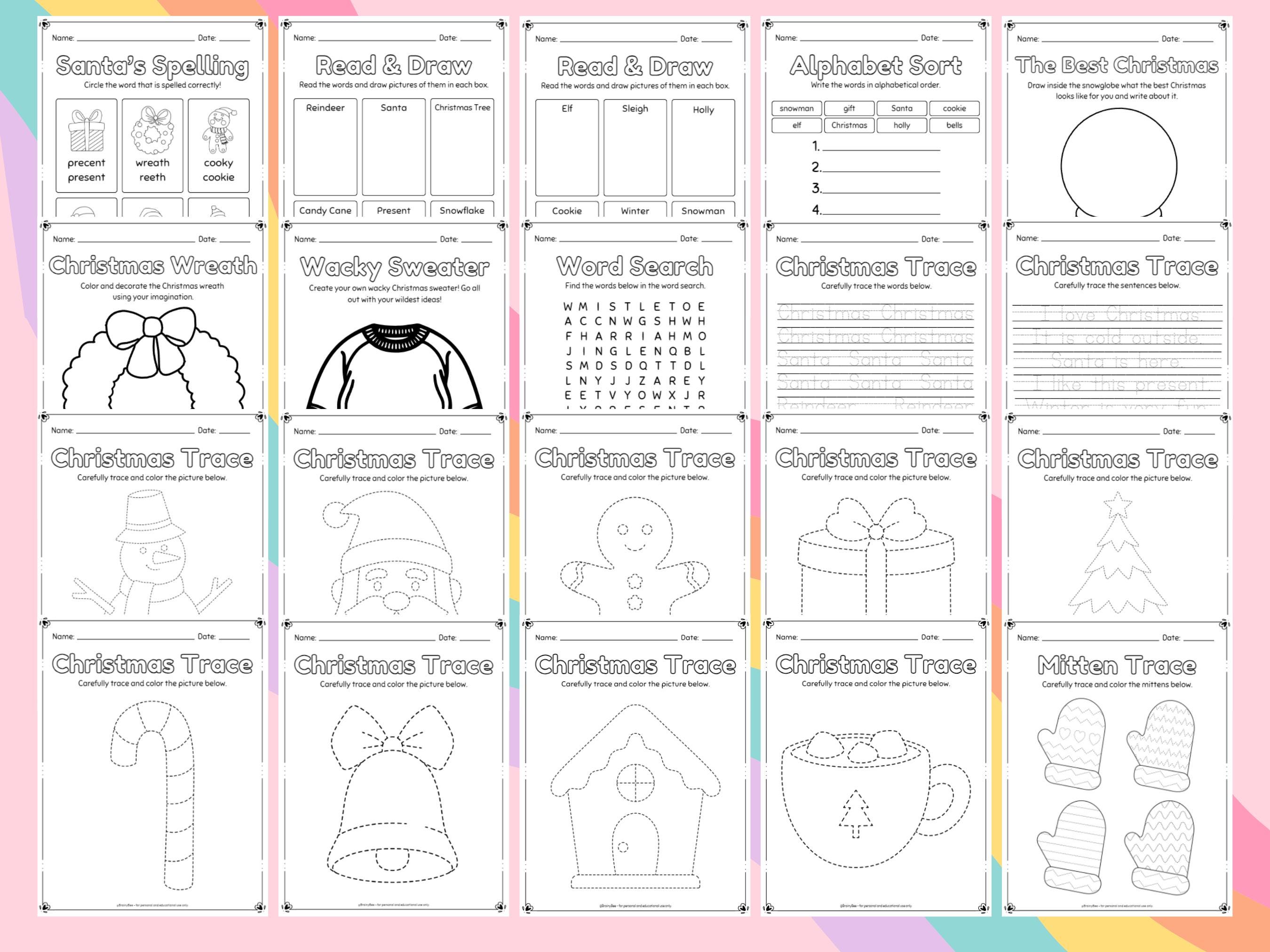 MEGA Preschool Pre-k Kindergarten Christmas Learning Bundle, Fun ...