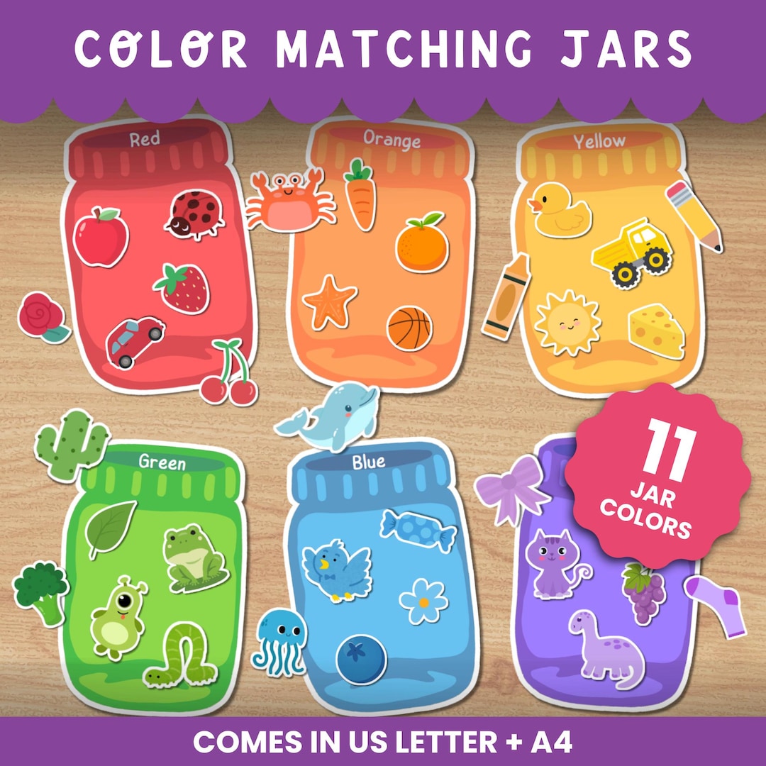 Color Matching Jars Activity for Kids, Color Sorting Toddler Color ...