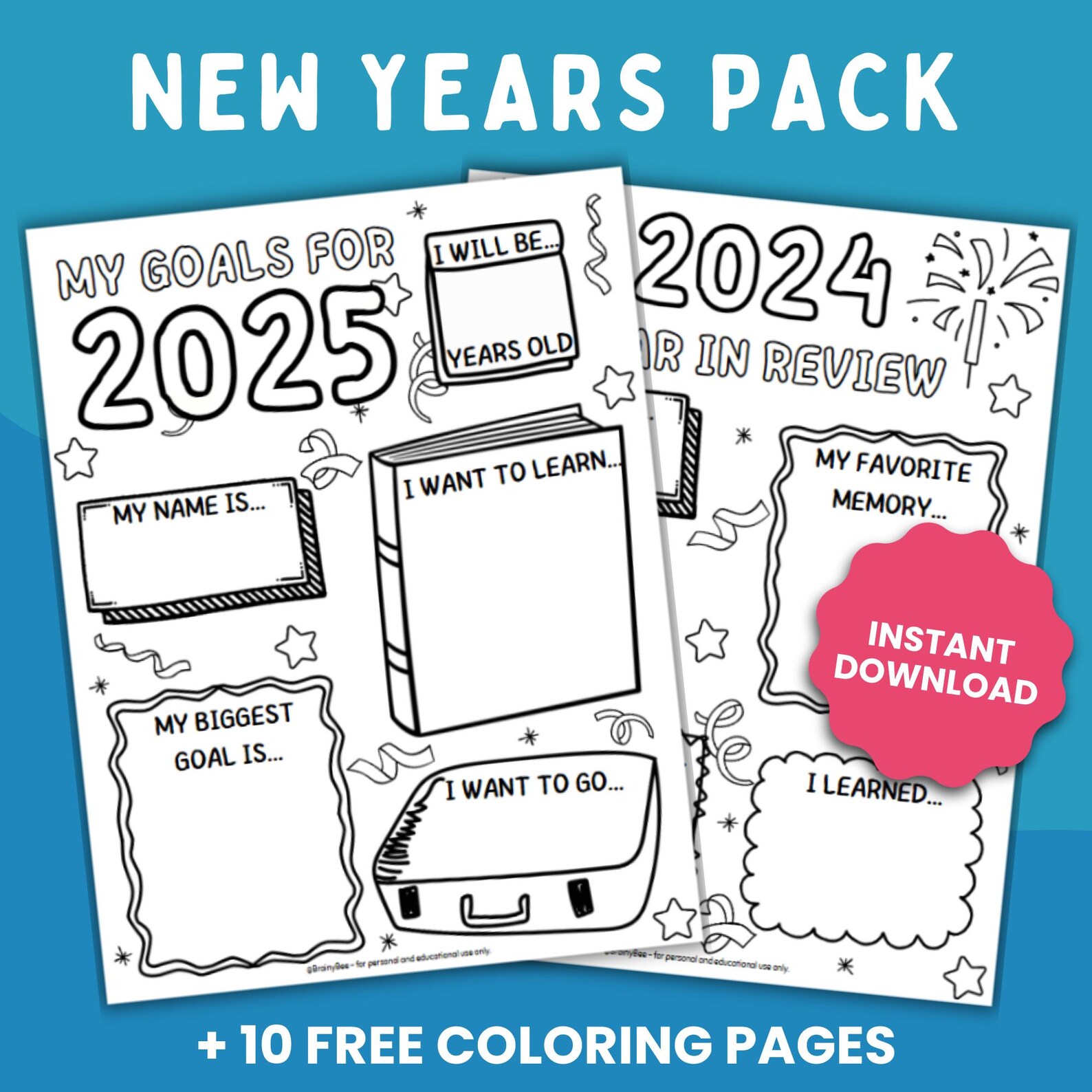 Kids Year in Review Activity Pack, Color Printable Time Capsule for ...