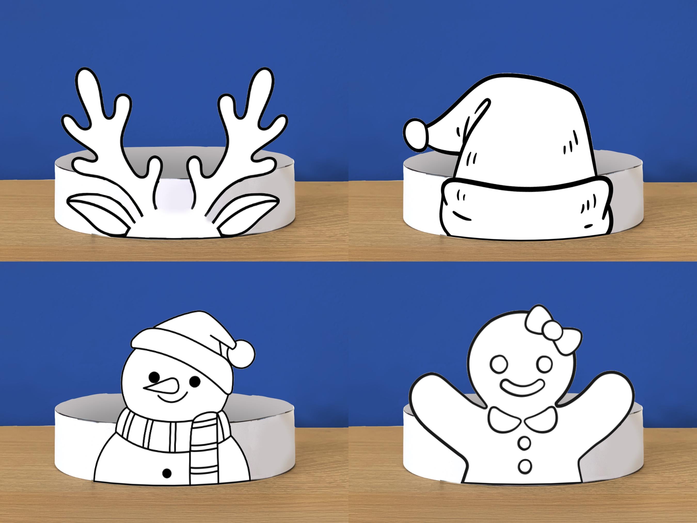 Christmas Paper Crowns Printable Coloring Activity Kids Craft Hats, Fun ...