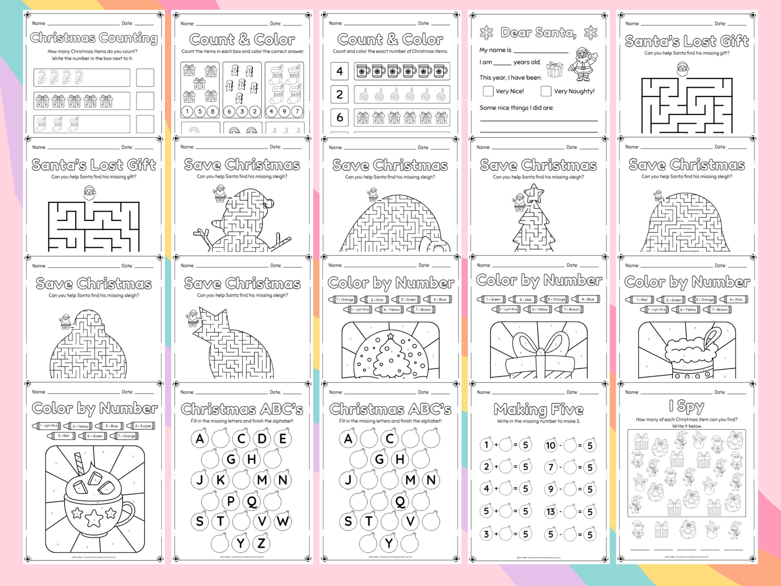 MEGA Preschool Pre-k Kindergarten Christmas Learning Bundle, Fun ...