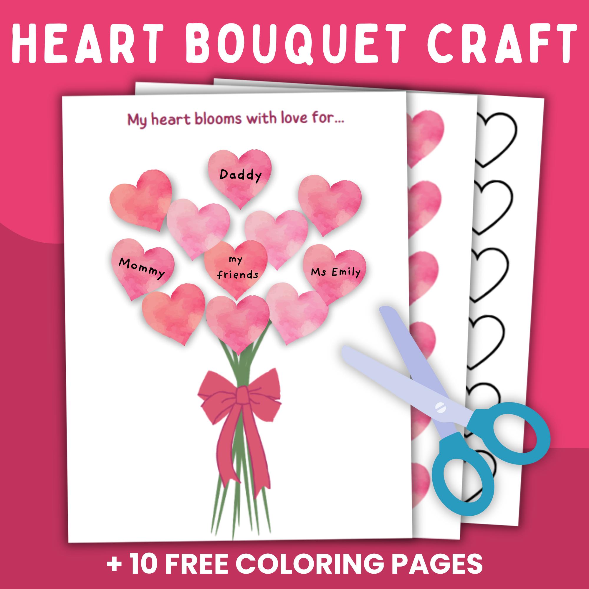 Heart Bouquet Activity, Montessori Valentine's Day Printable Heart ...