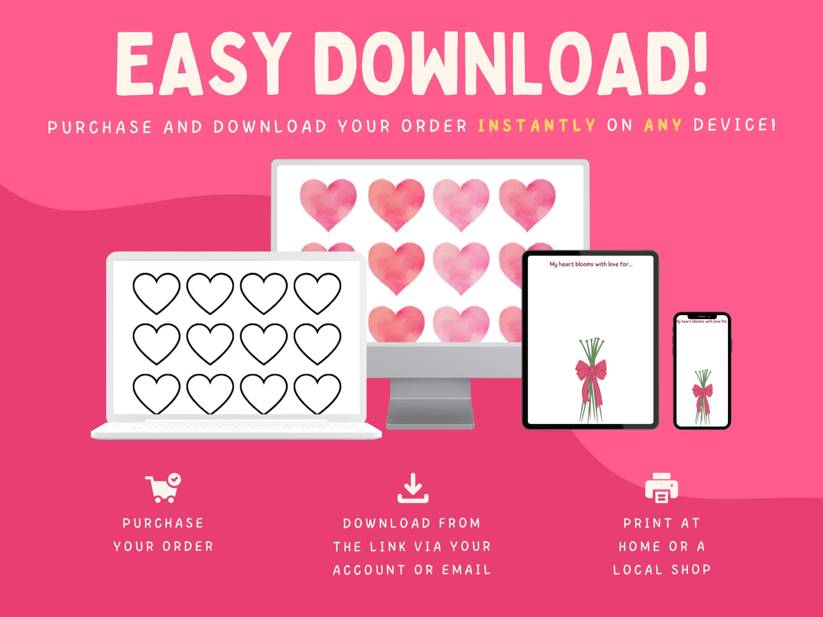 Heart Bouquet Activity, Montessori Valentine's Day Printable Heart ...
