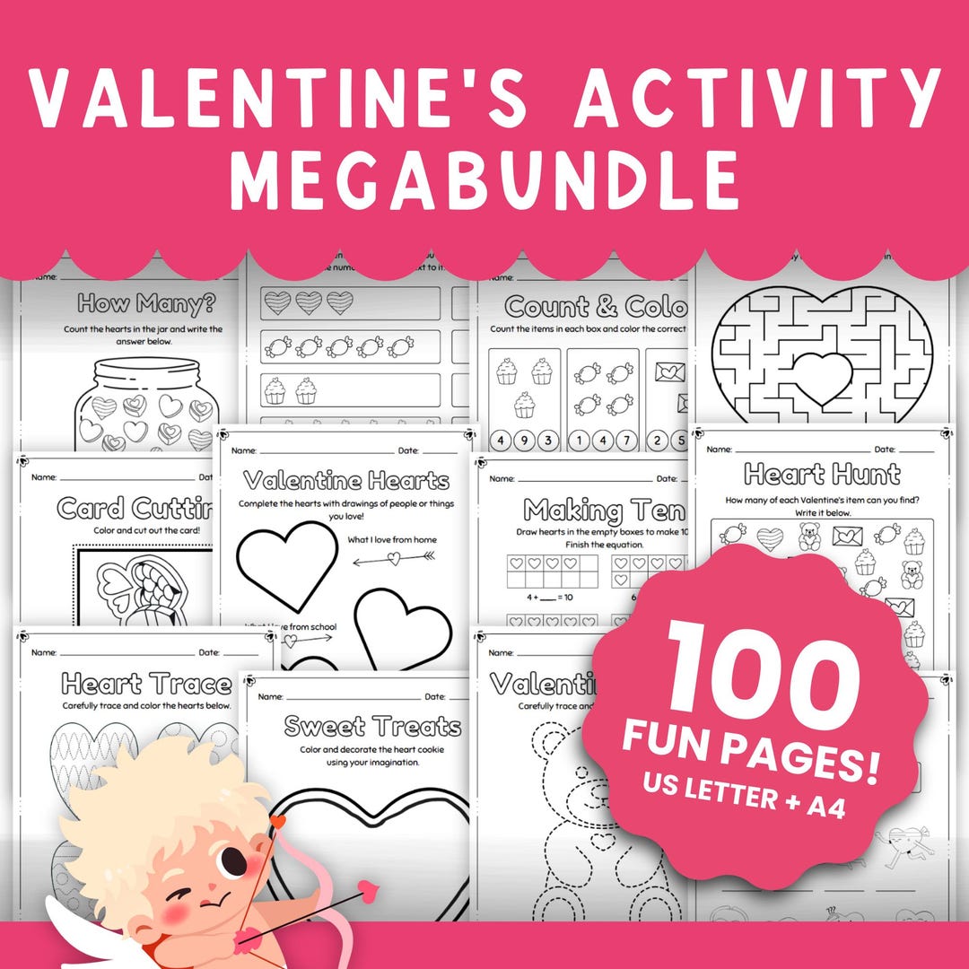 MEGA Preschool Pre-k Kindergarten Valentine's Day Learning Bundle Fun ...