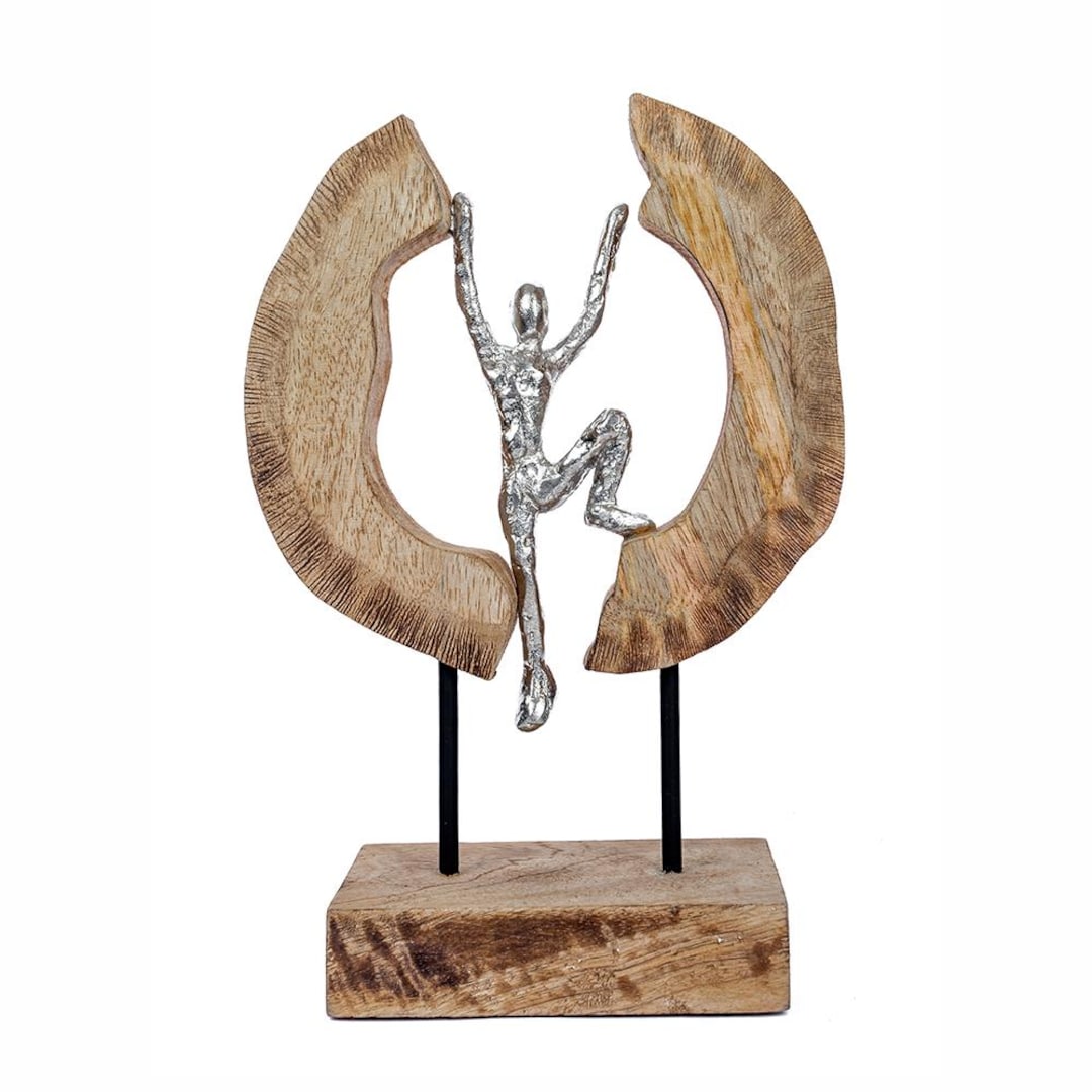 Handmade Mango Wood Rock Climbing Sculpture: Rustic Office Decor - Etsy