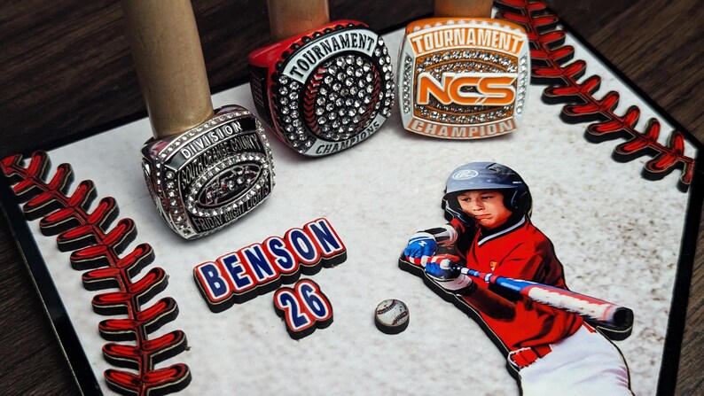 Custom 3-bat Baseball/softball Ring Stand, Personalized Championship ...