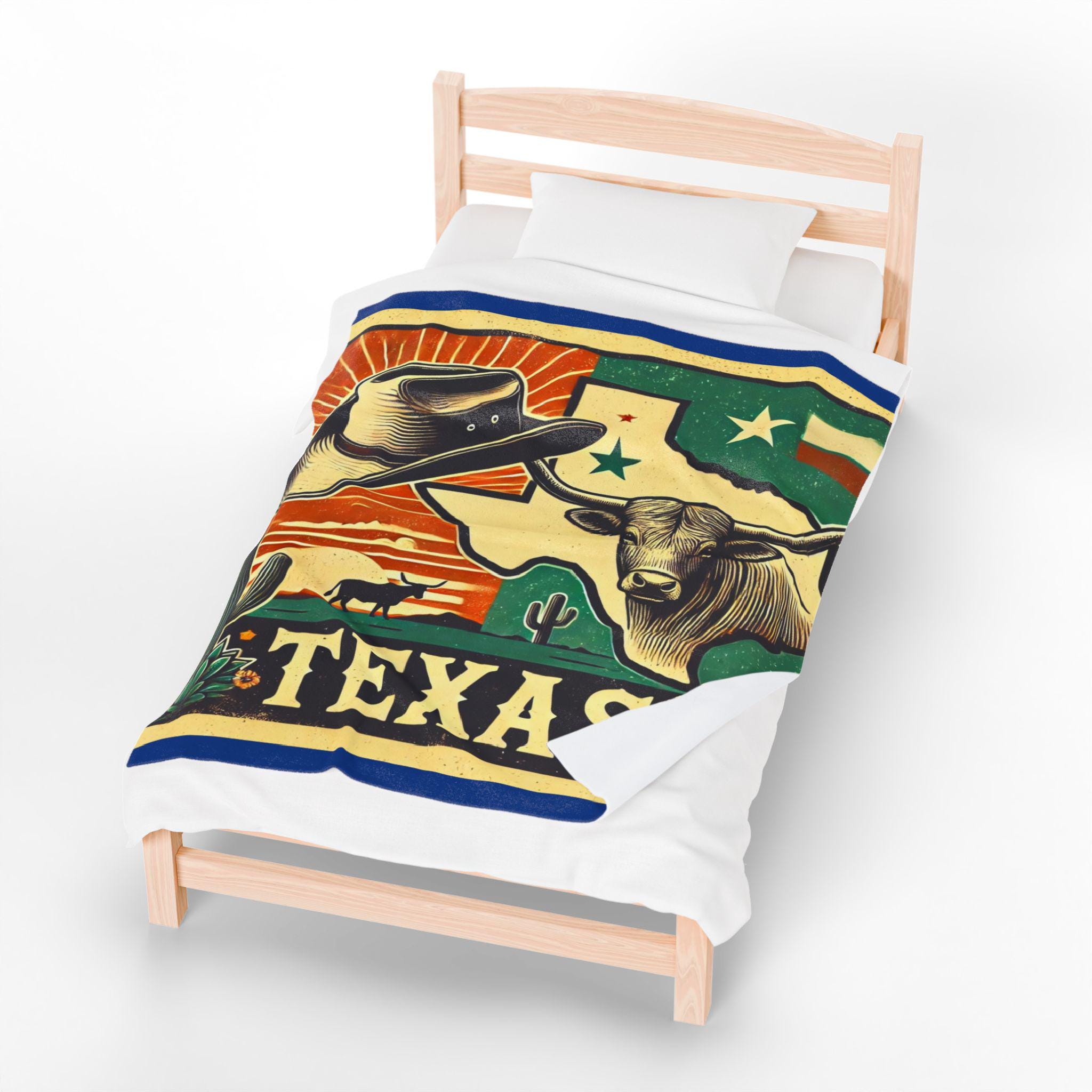 Plush Blanket, Texas Longhorn Design, Housewarming Gift, Rustic Decor ...