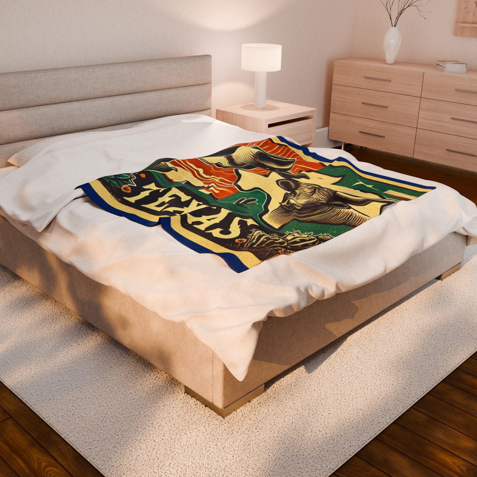 Plush Blanket, Texas Longhorn Design, Housewarming Gift, Rustic Decor ...