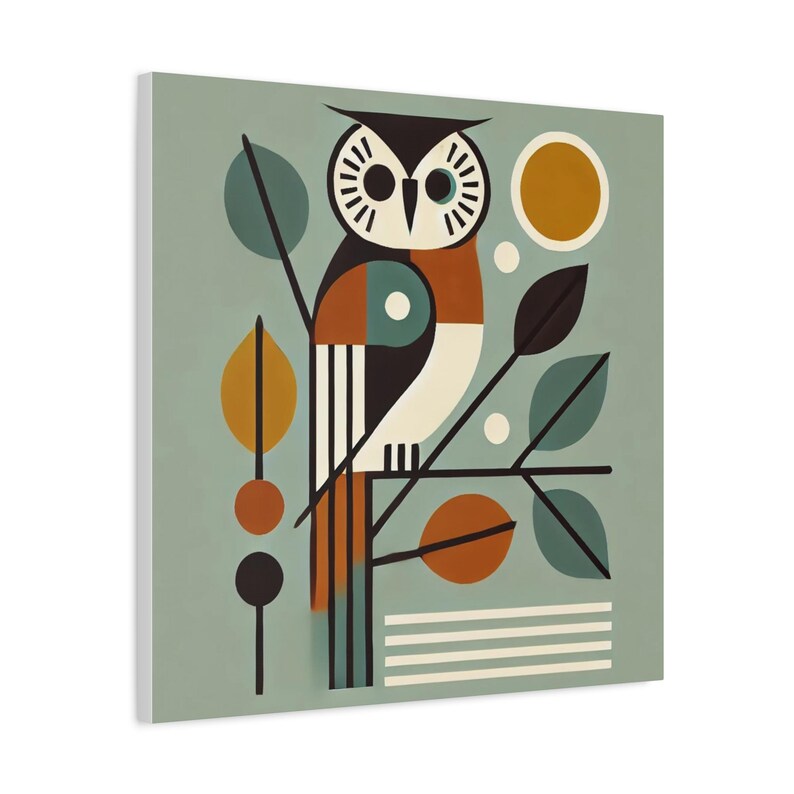 Canvas Print, Owl Mid-century Modern, Unique Housewarming or Birthday ...