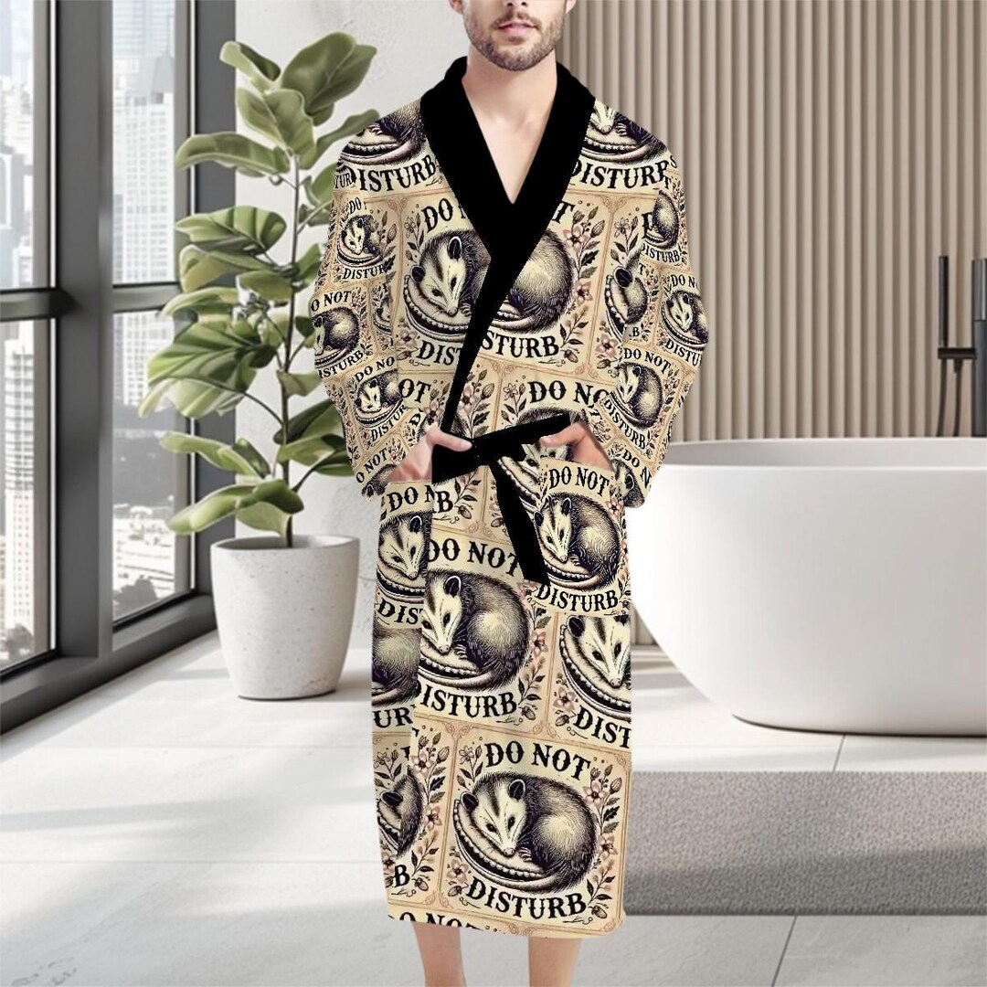 Custom Bath Robe, Unisex Original Design, Funny Possum, Self-care Spa ...