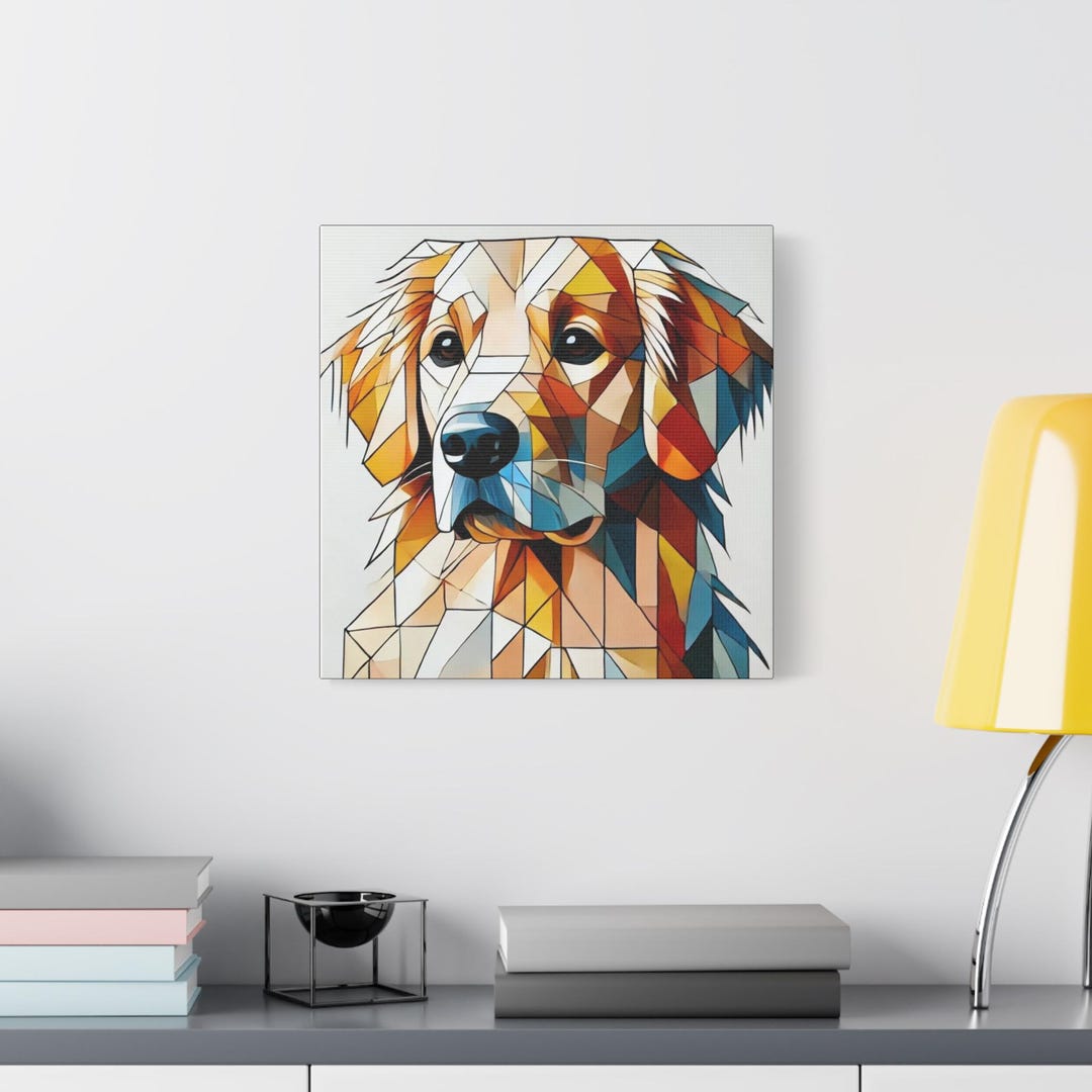 Golden Retriever Matte Canvas Print, Modern Cubist Design, Dog Wall Art ...