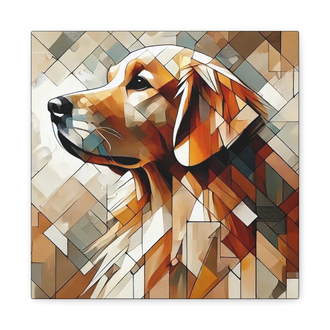 Golden Retriever Matte Canvas Print, Modern Cubist Design, Dog Wall Art ...