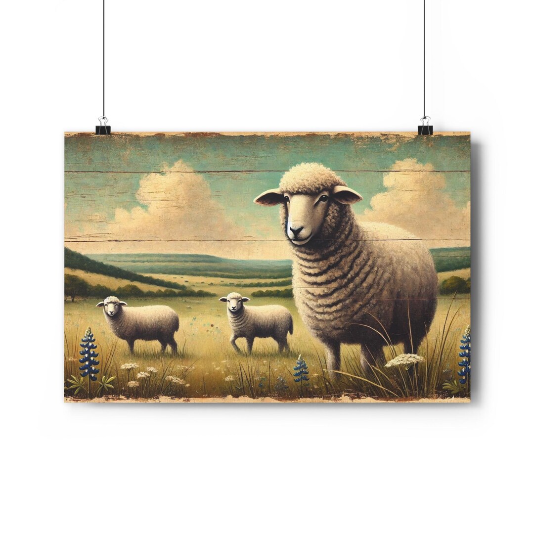Sheep Fine Art Print - Western Home Decor, Colorful Giclée Print ...