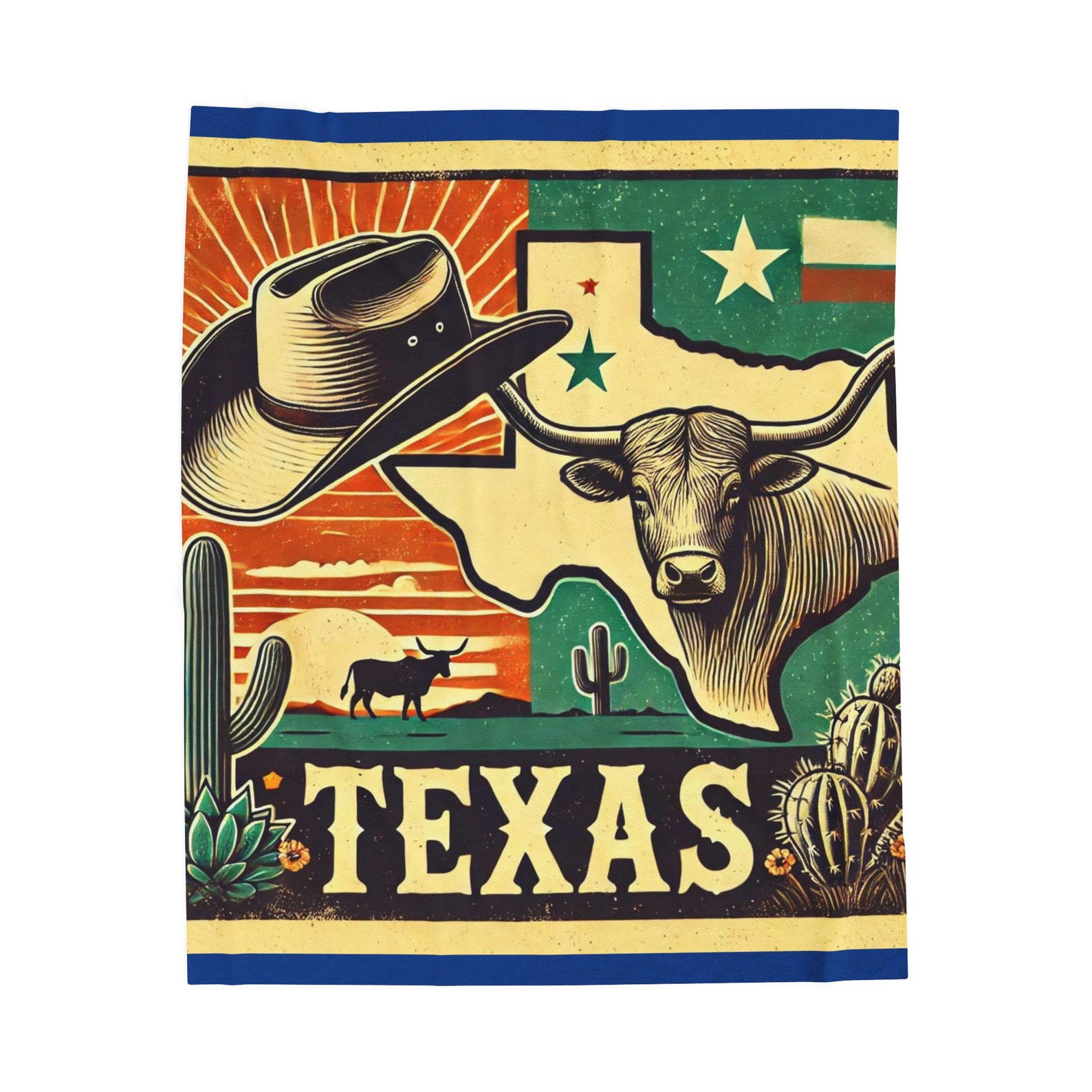 Plush Blanket, Texas Longhorn Design, Housewarming Gift, Rustic Decor ...